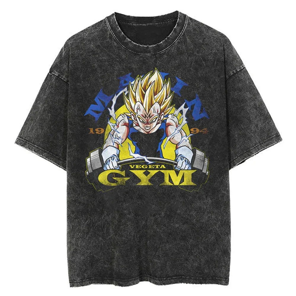 Dragon Ball Majin Vegeta Gym Washed Vintage Oversize T-Shirt - Anime S